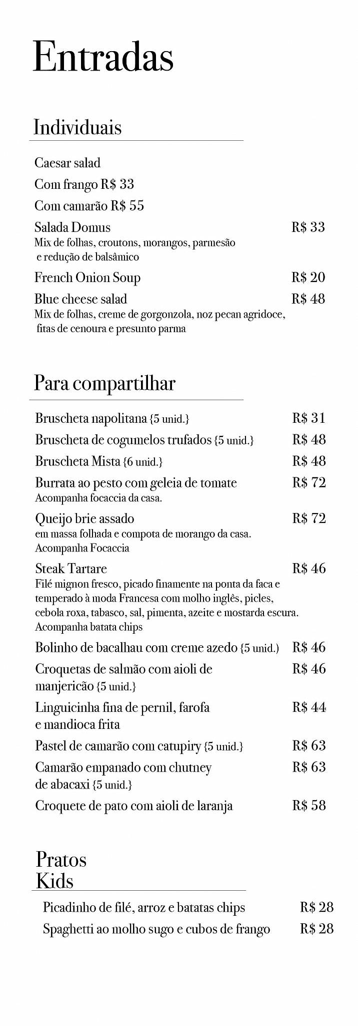 Menu em Domus Bistrot restaurante, Campo Grande