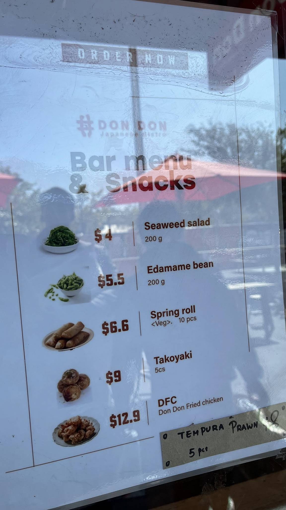 Menu at Don Don Footscray restaurant, Footscray