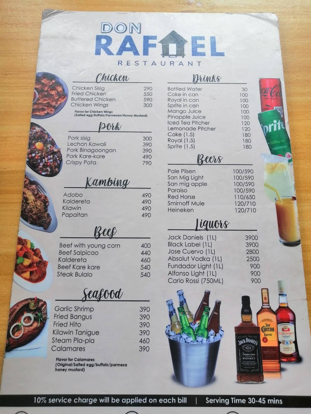 Carta de Don Rafael Restaurant and Coffee Shop, Antipolo