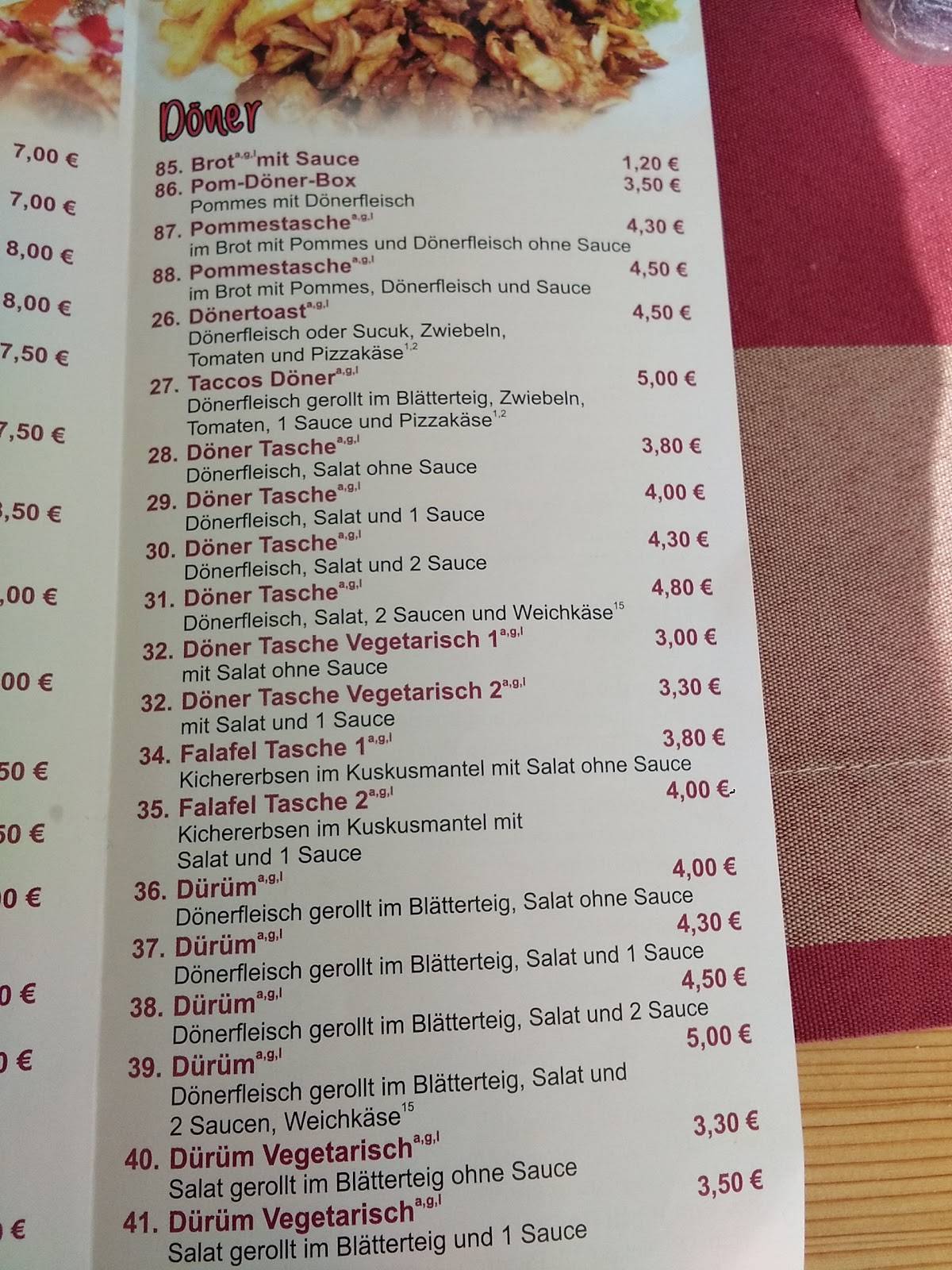 Speisekarte von Döner Grill, Dassel