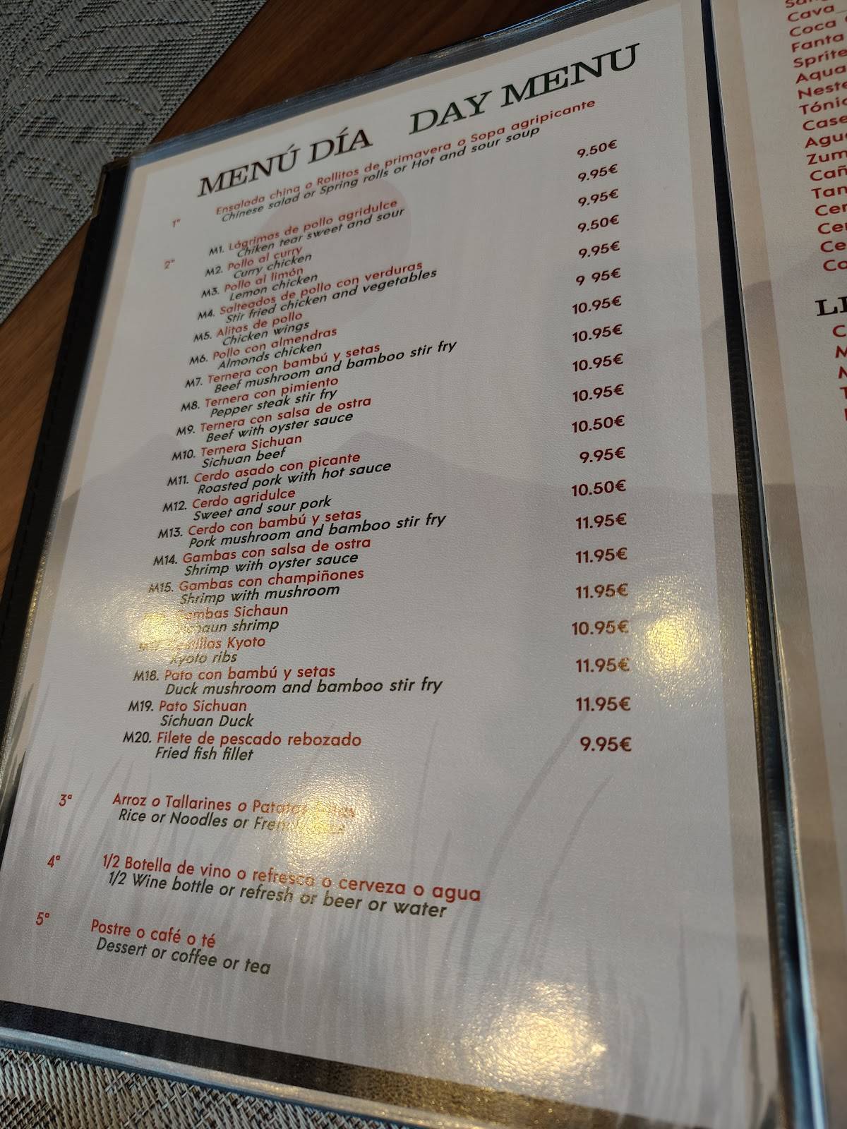 Menu at Dong Jing restaurant, l'Alfàs del Pi