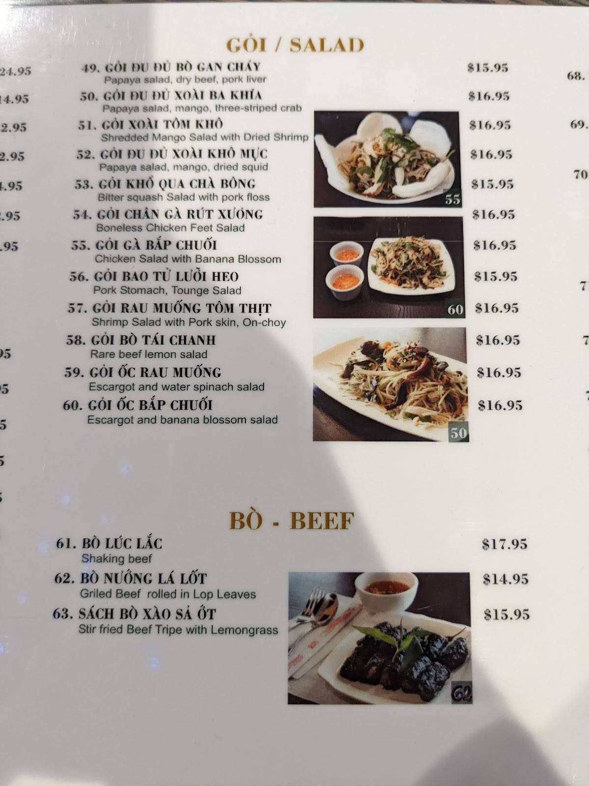 Menu at Dong Que Restaurant, San Jose, 2852 Alum Rock Ave