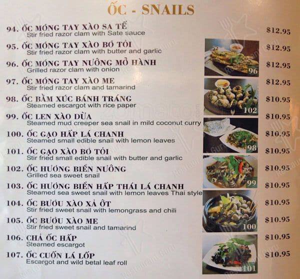 Menu at Dong Que Restaurant, San Jose, 2852 Alum Rock Ave