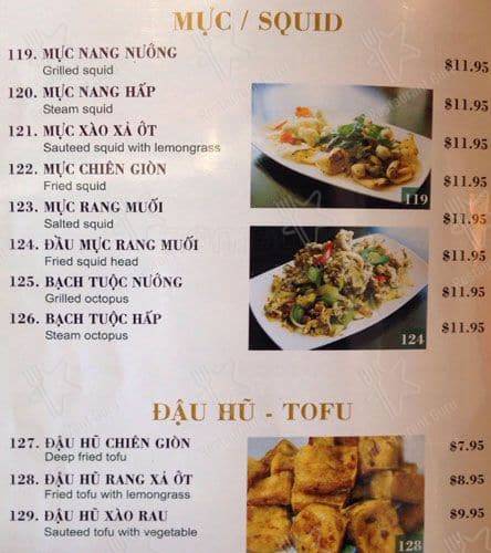 Menu at Dong Que Restaurant, San Jose, 2852 Alum Rock Ave