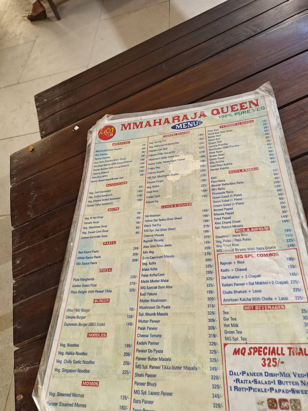 Menu at Maharaja Queen Food Court, Doraha