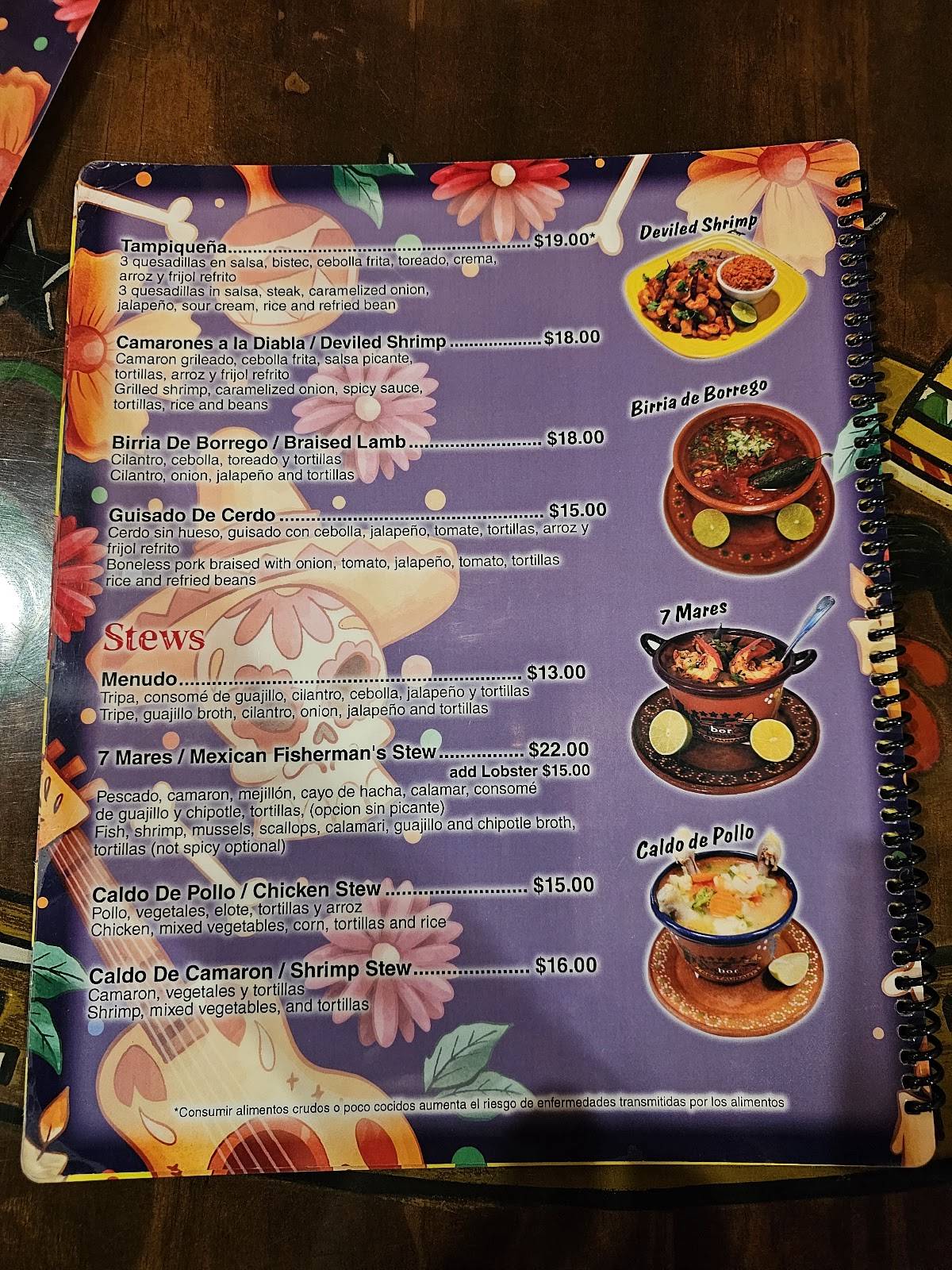 Menu at Dos Sabores Restaurant, Three Oaks