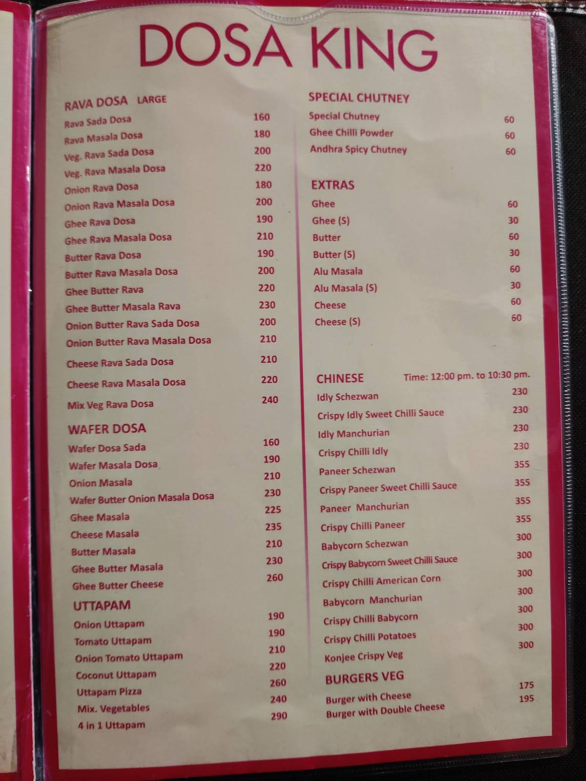 Menu at Dosa King & Hong Kong - Best Dosa South Indian Food Chinies ...