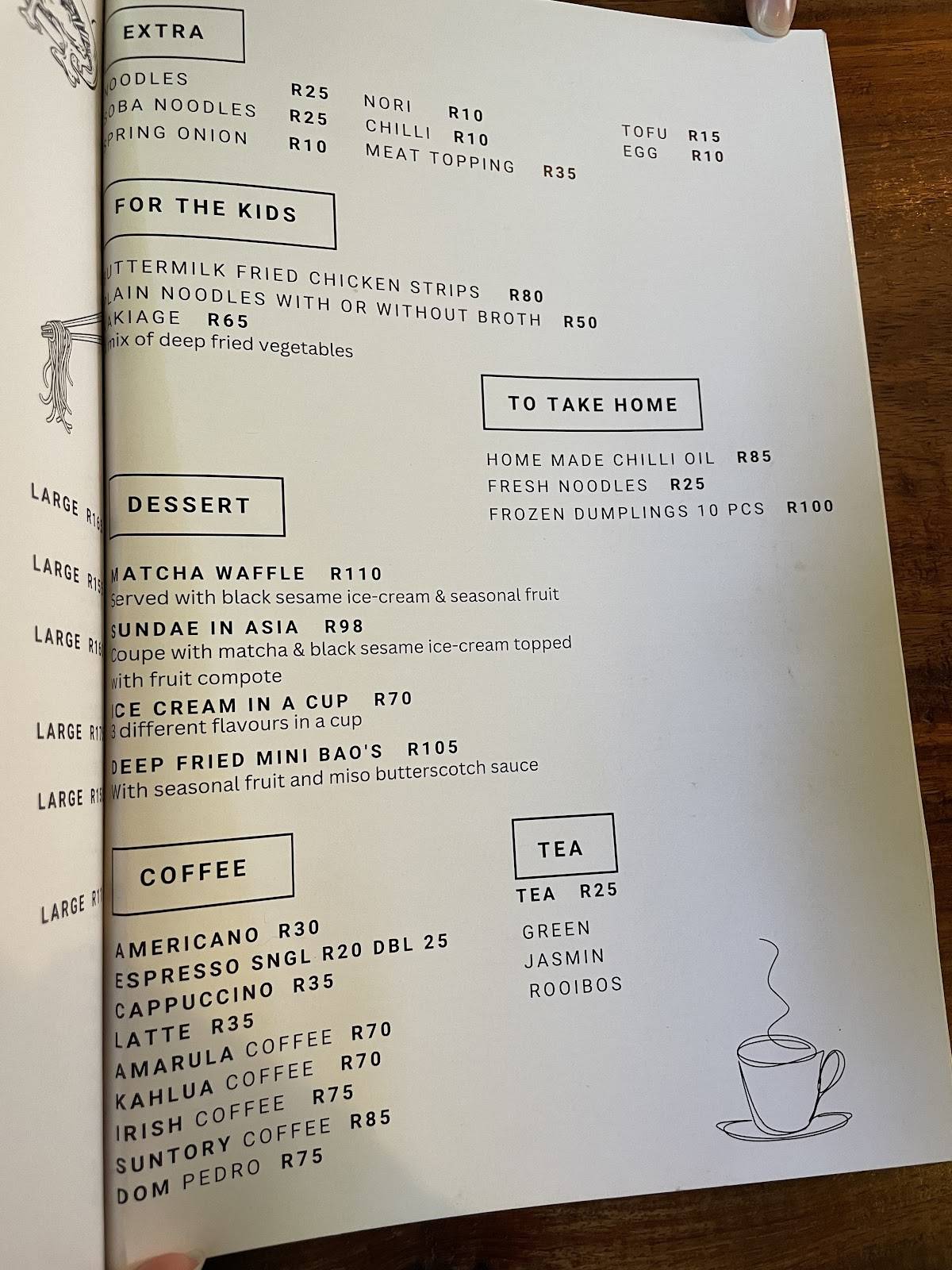 Menu at Downtown Ramen Asian Restaurant, Cape Town