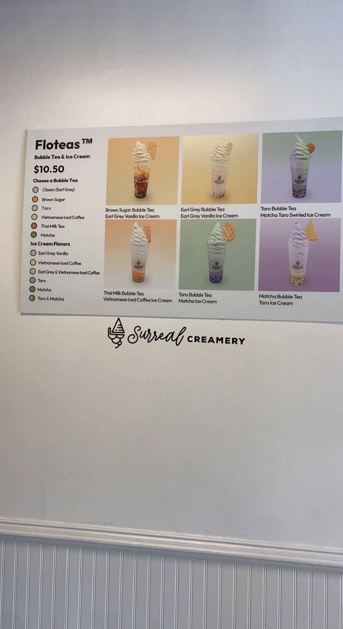 Menu at Surreal Creamery desserts, Dresher