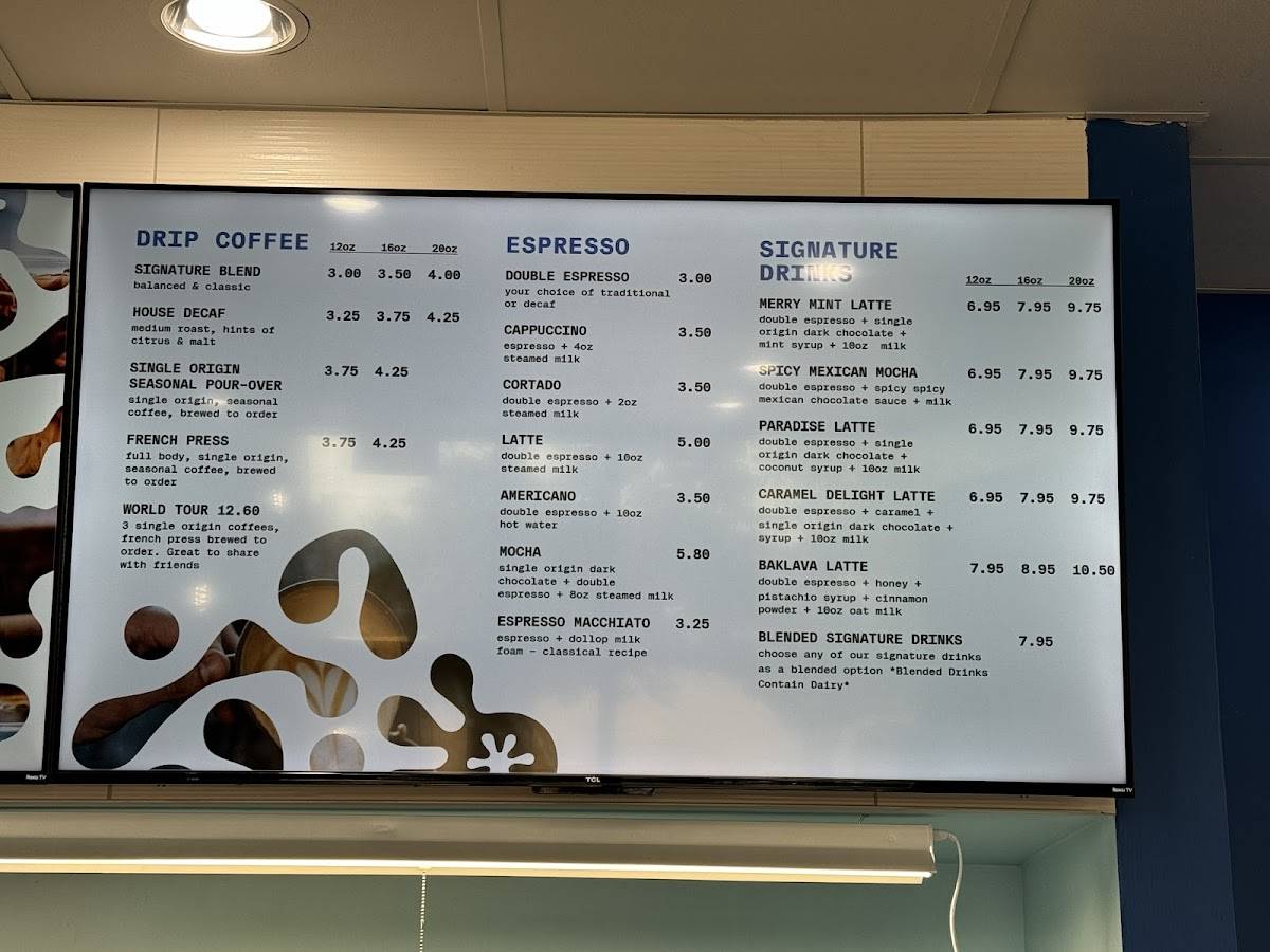 Menu at Drip City Coffee, Tulsa