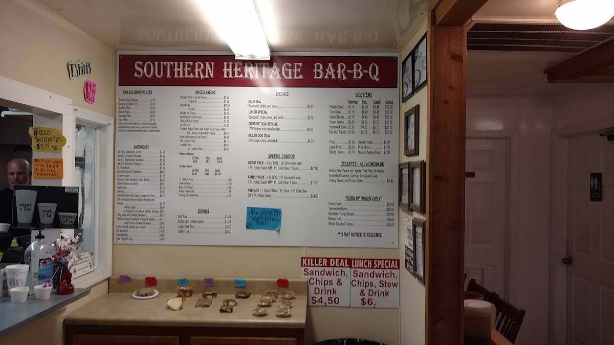 Menu at Southern Heritage Bar-B-Que, Dublin