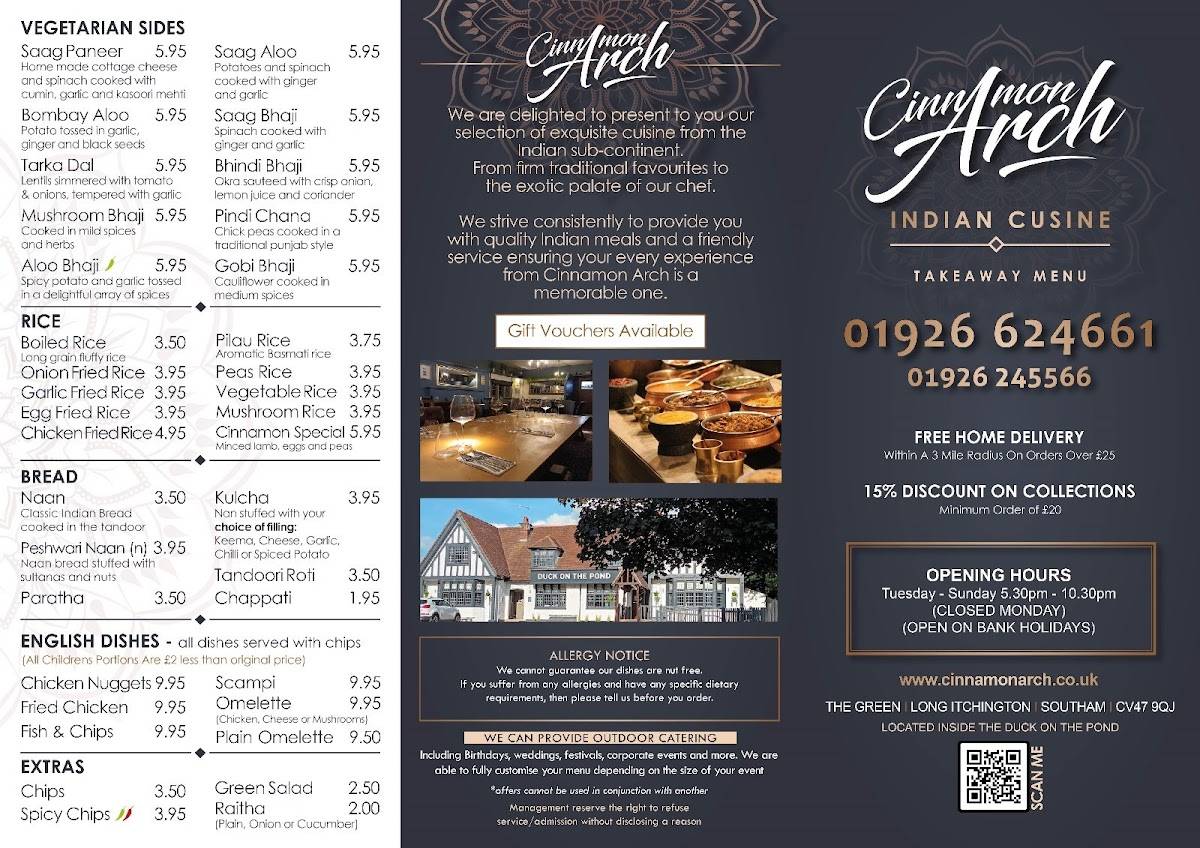 Menu at Duck on the Pond Long Itchington pub & bar, Southam, The Grn