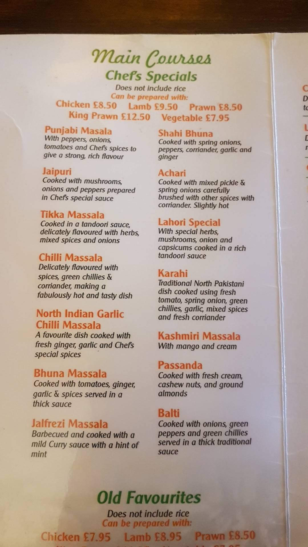 Menu at The Downfield (Doc Stewart's) restaurant, Dundee