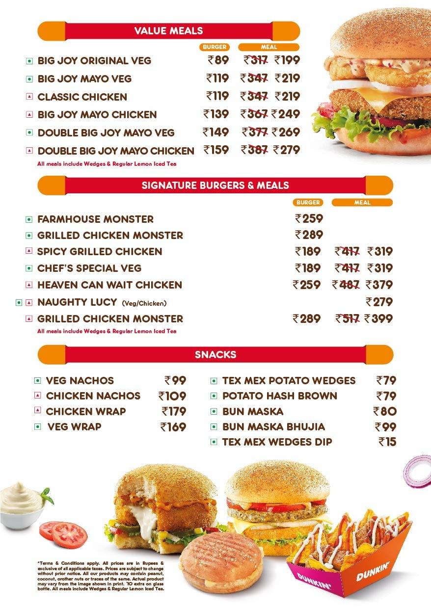 Menu at Dunkin, Ghaziabad