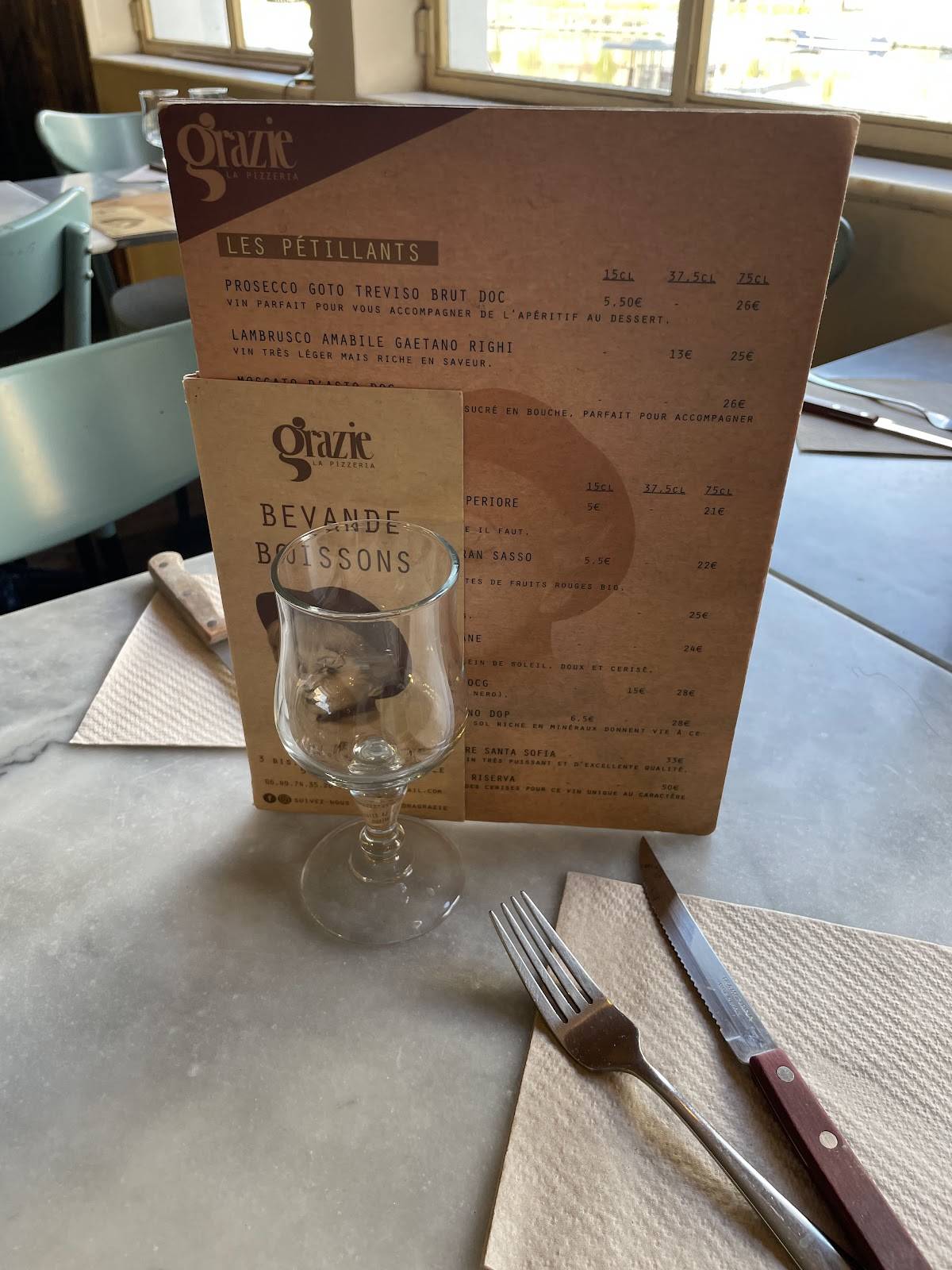 Menu au Grazie la pizzeria, Dunkerque