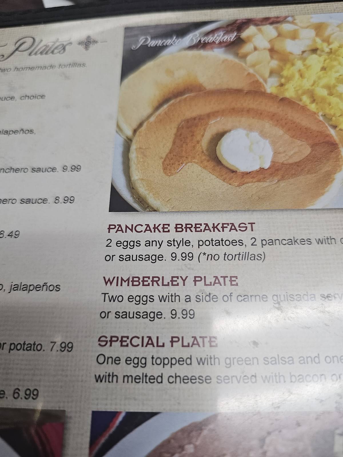 Menu at Durango Restaurant, Wimberley