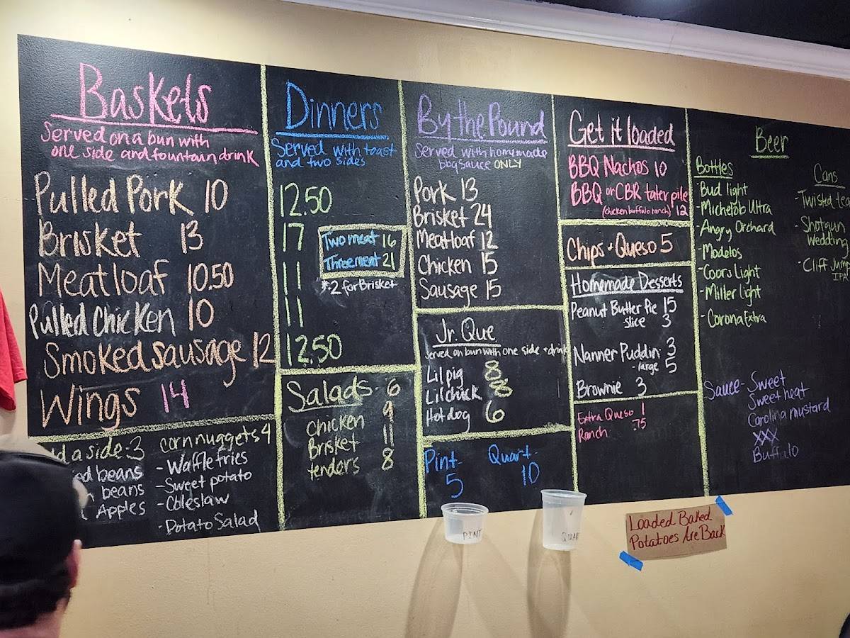 Menu at Durham’s Pit BBQ, London