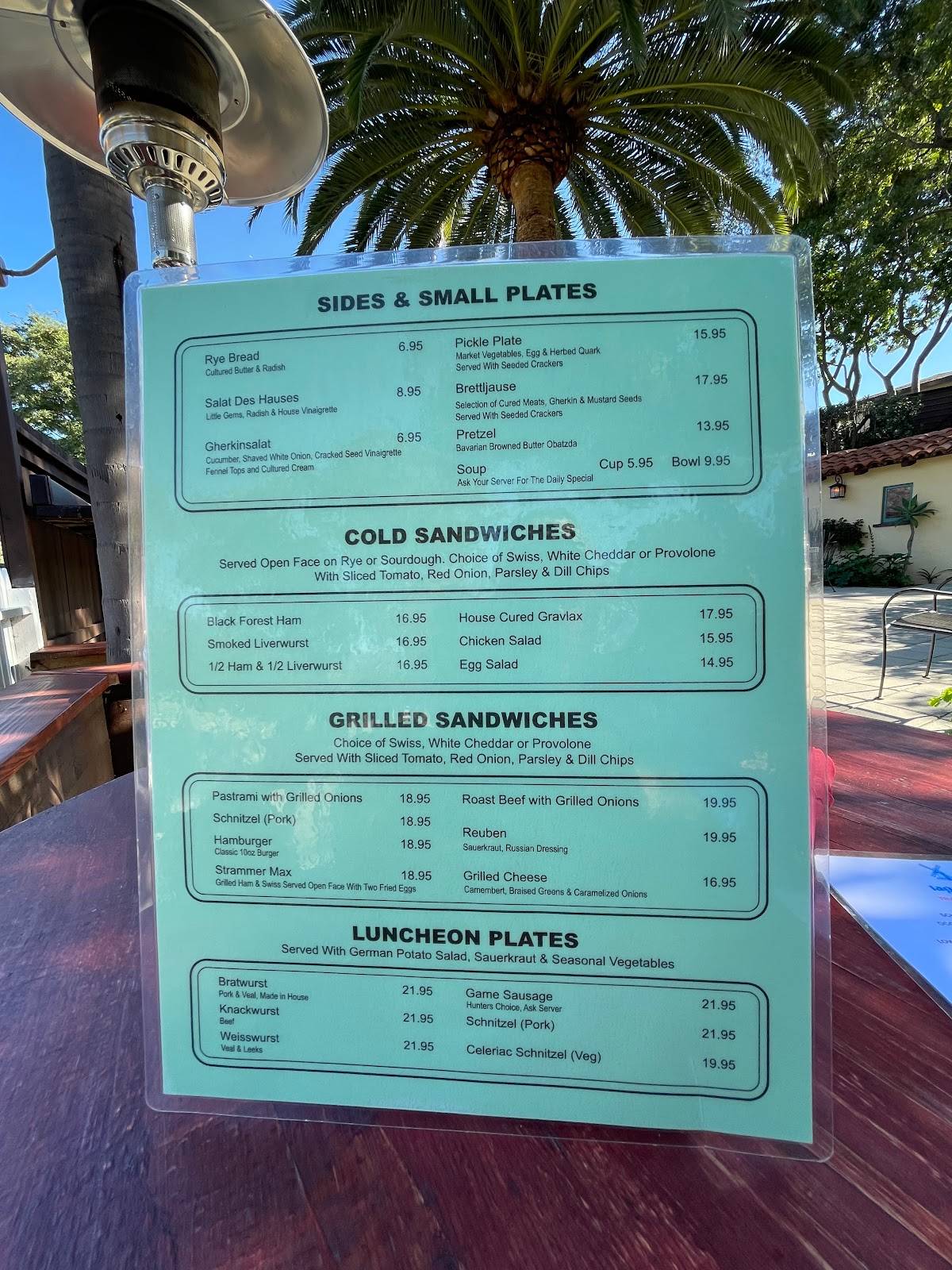 Menu at Dutch Garden Restaurant, Santa Barbara