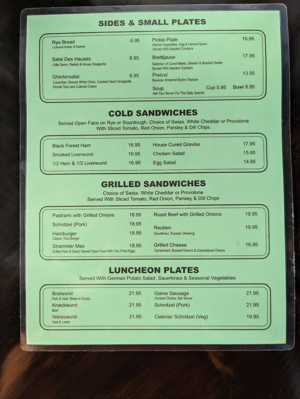 Menu at Dutch Garden Restaurant, Santa Barbara