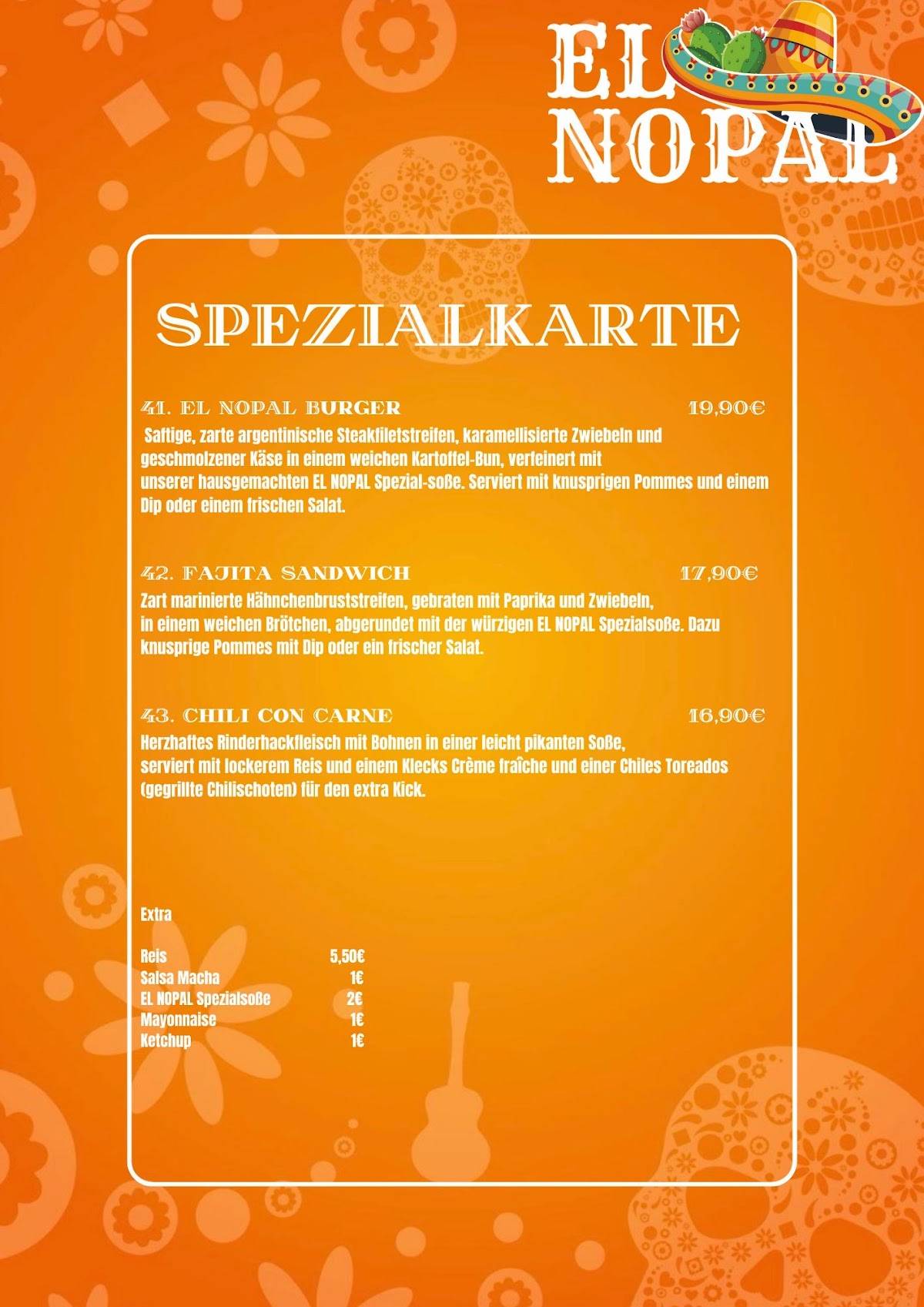 Speisekarte von El Nopal restaurant, Ingolstadt