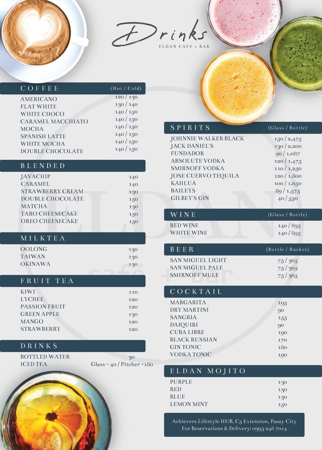 Menu at ELDAN Cafe + Bar, Pasay