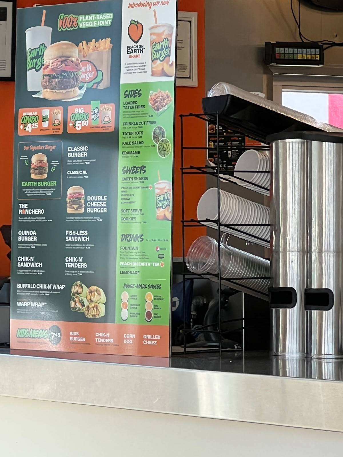Carta de comida rápida Earth Burger, San Marcos