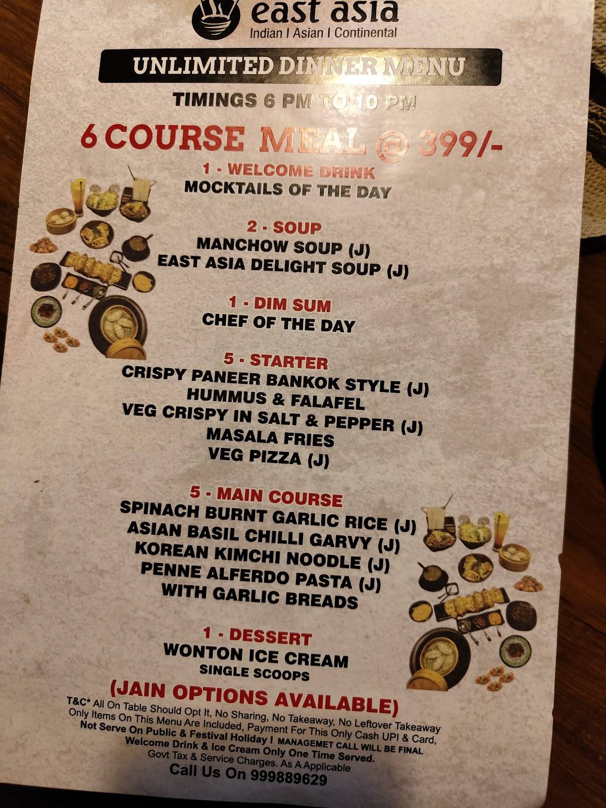 Menu at East Asia - Veg/Jain : Asian & Continental, Surat