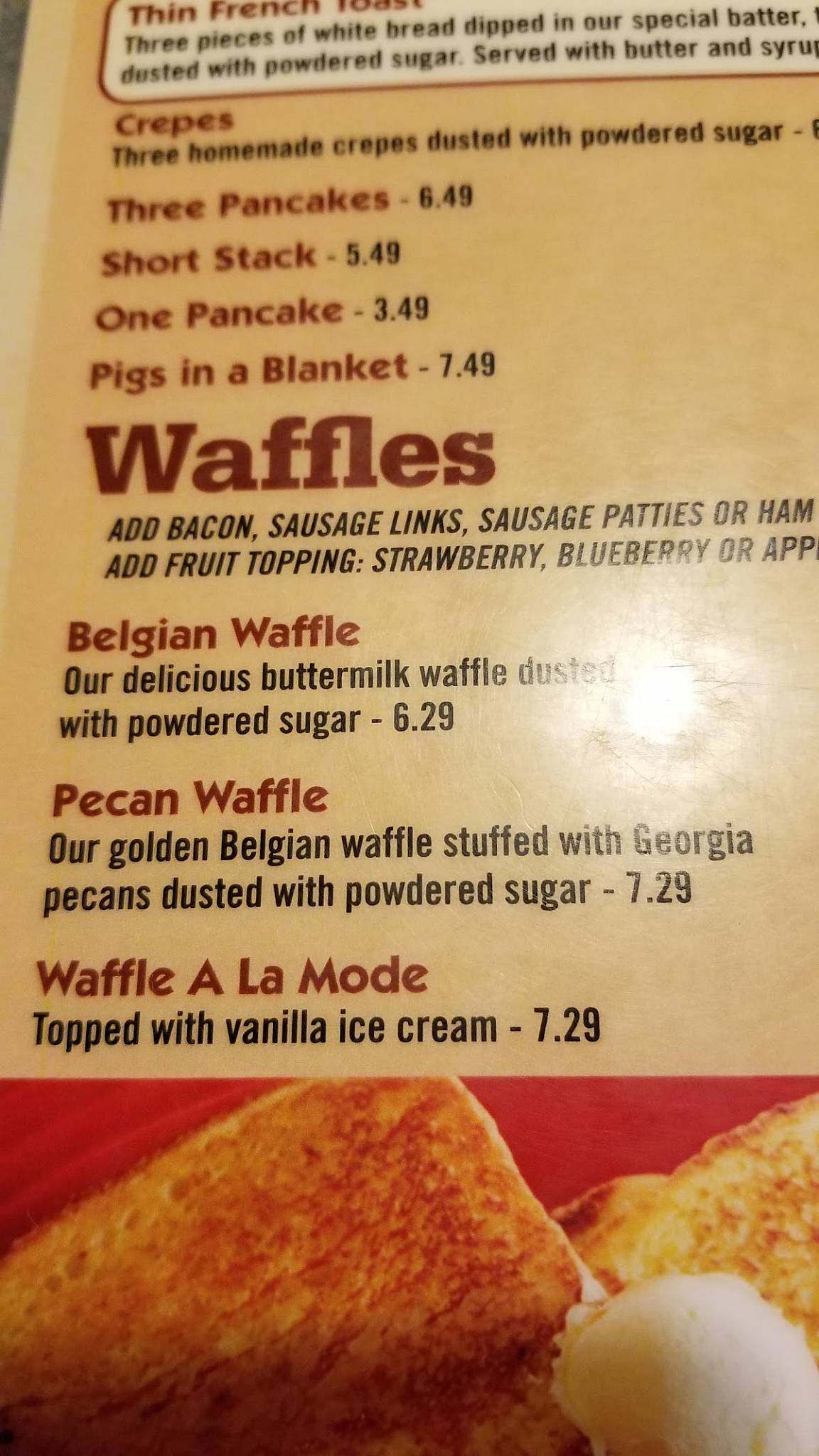Menu at Deerfield Family Restaurant, Carbon Cliff