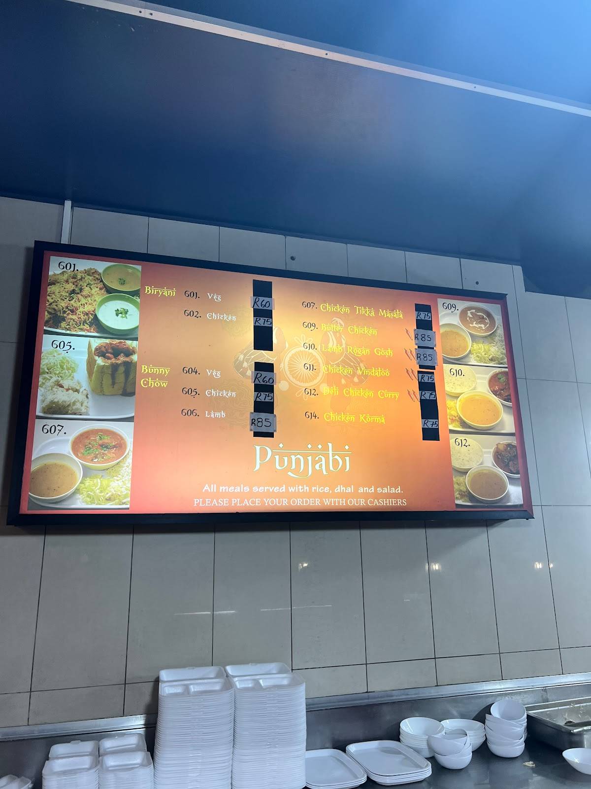 Menu at Eastern Food Bazaar restaurant, Cape Town