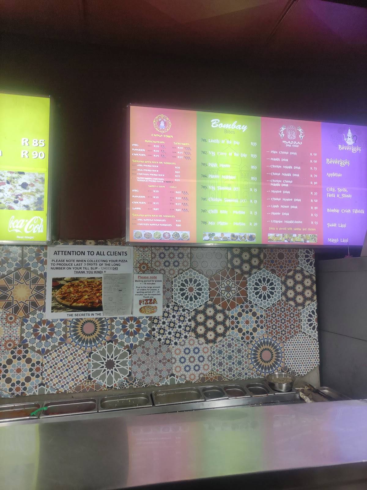 Menu at Eastern Food Bazaar restaurant, Cape Town, 96 Longmarket St