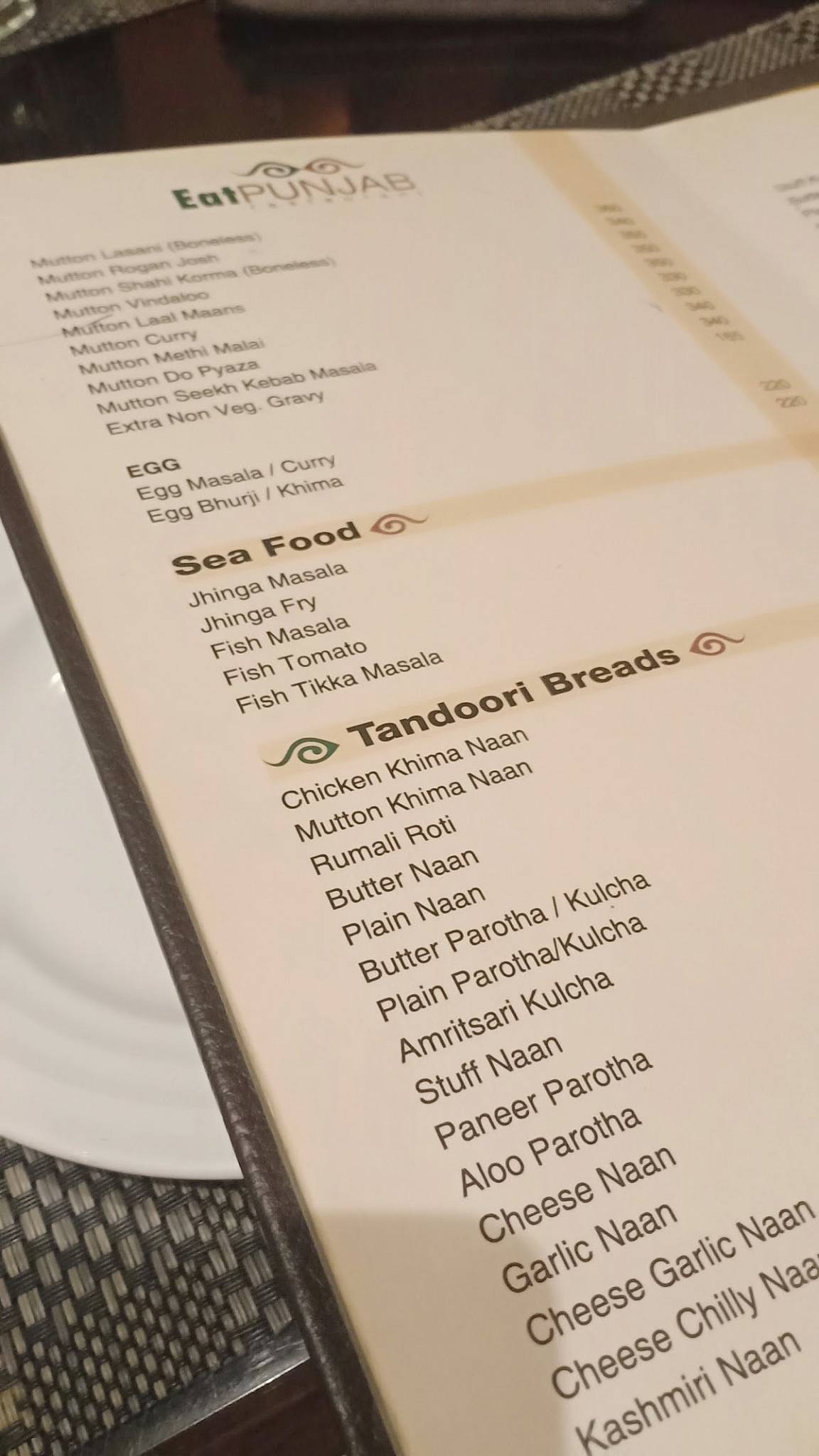 Menu at Eat Punjab, Ahmedabad, Swagat Status