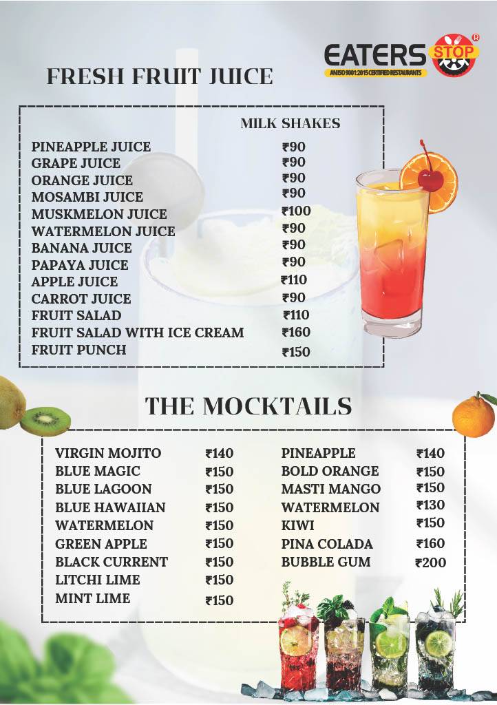 Menu at Eaters Stop Restaurant Gajuwaka, Visakhapatnam