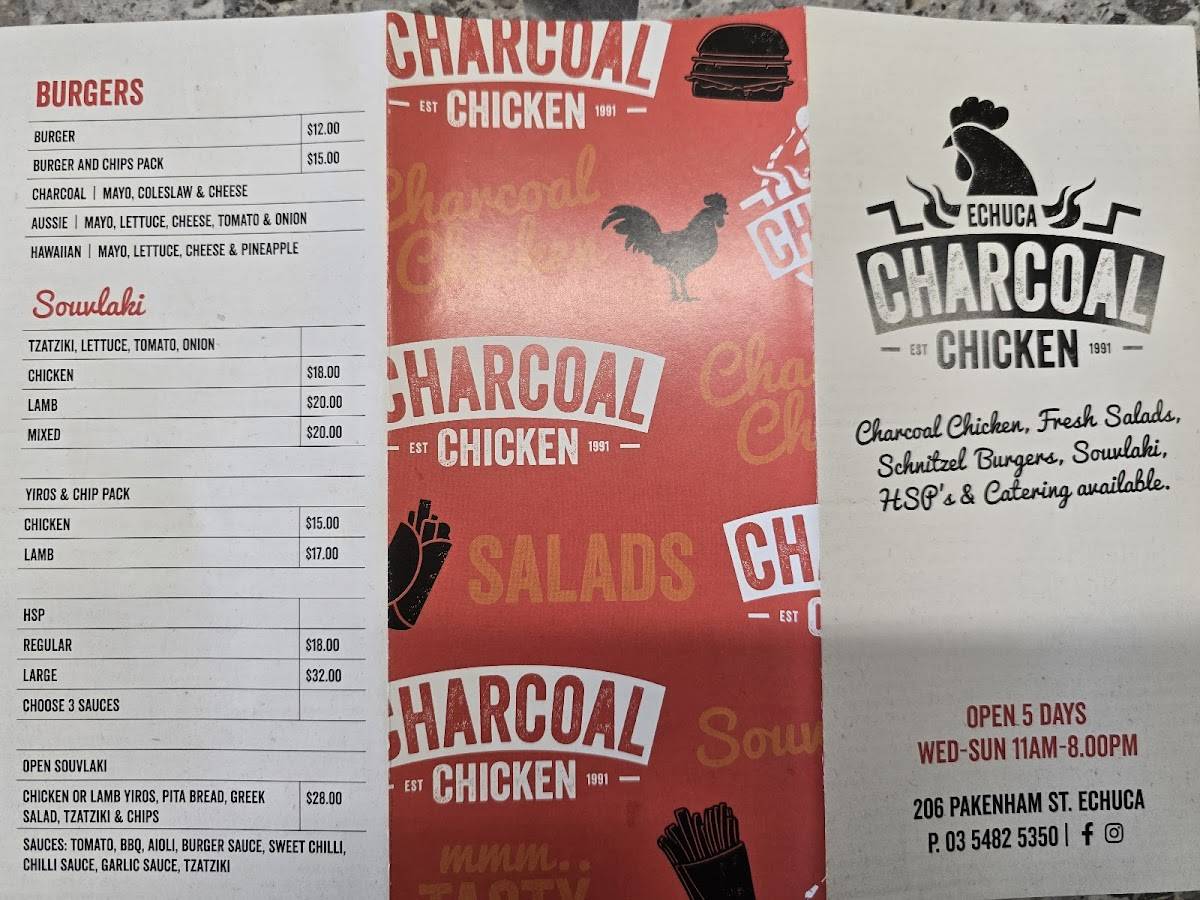 Menu at Echuca Charcoal Chicken fast food, Echuca