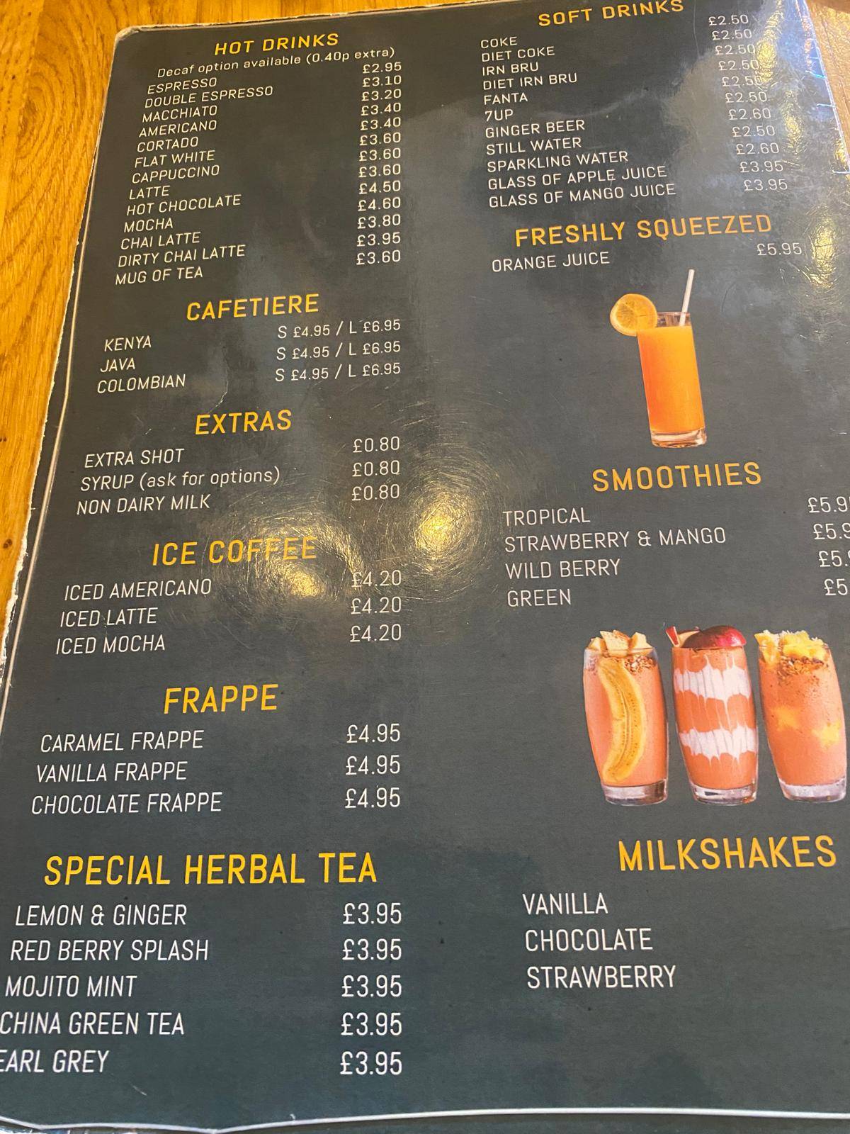 Carta de Castlegate Cafe, Edimburgo