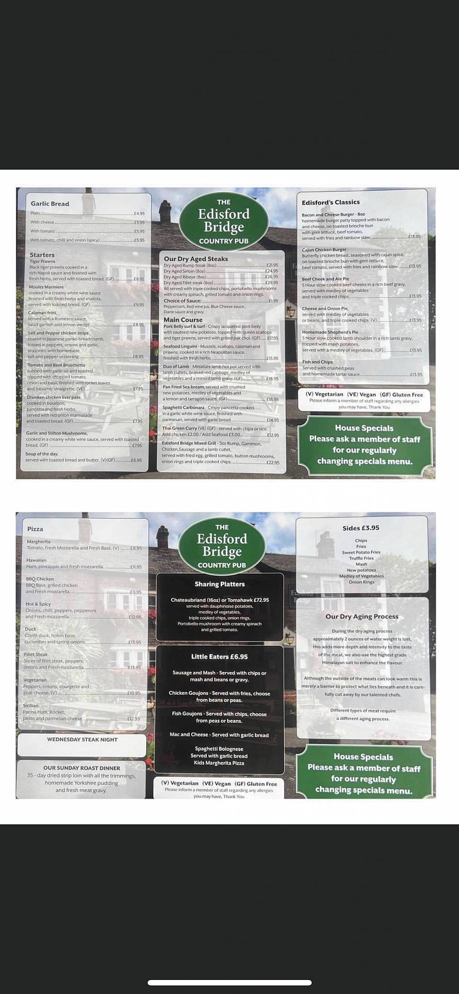 Menu at Edisford Bridge pub & bar, Clitheroe