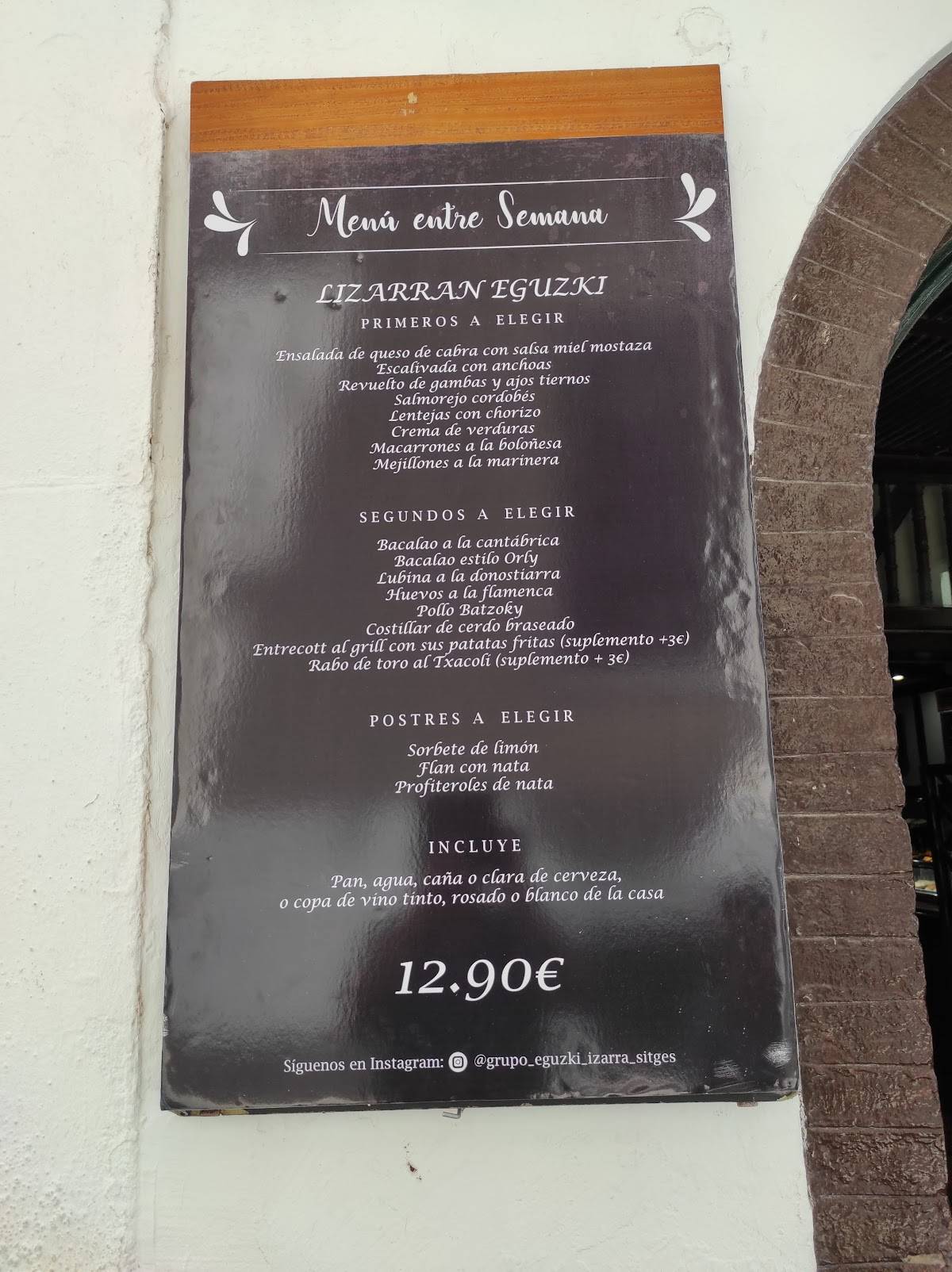 Carta del restaurante Lizarran - Eguzki, Sitges