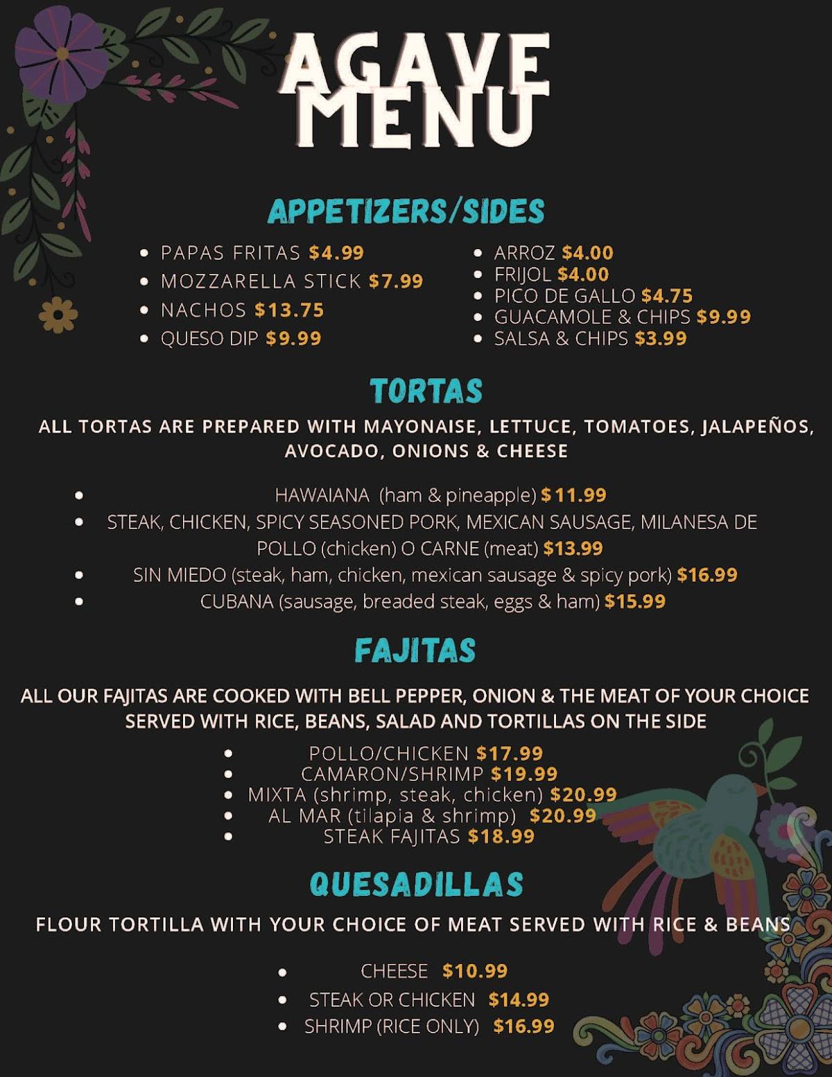 Menu at El Agave Market Restaurant, Hanover