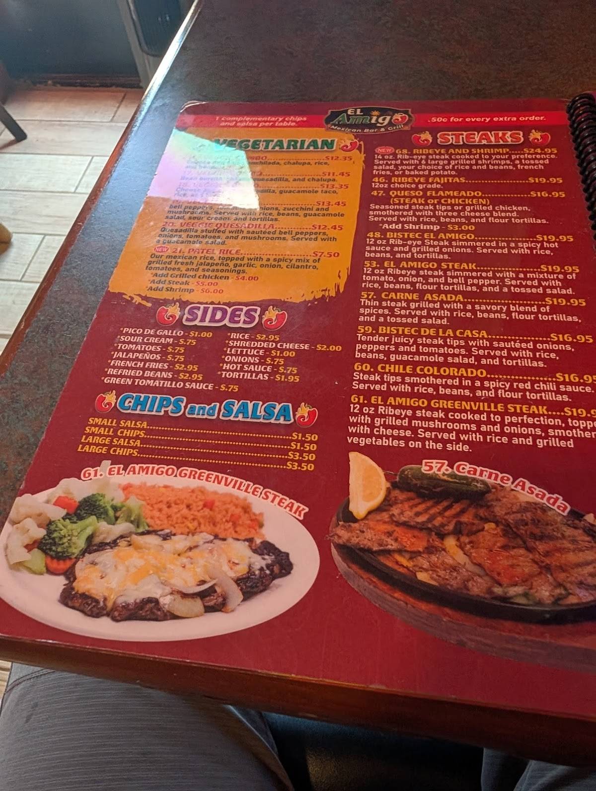 Menu at El Amigo Mexican Bar & Grill, Greenville