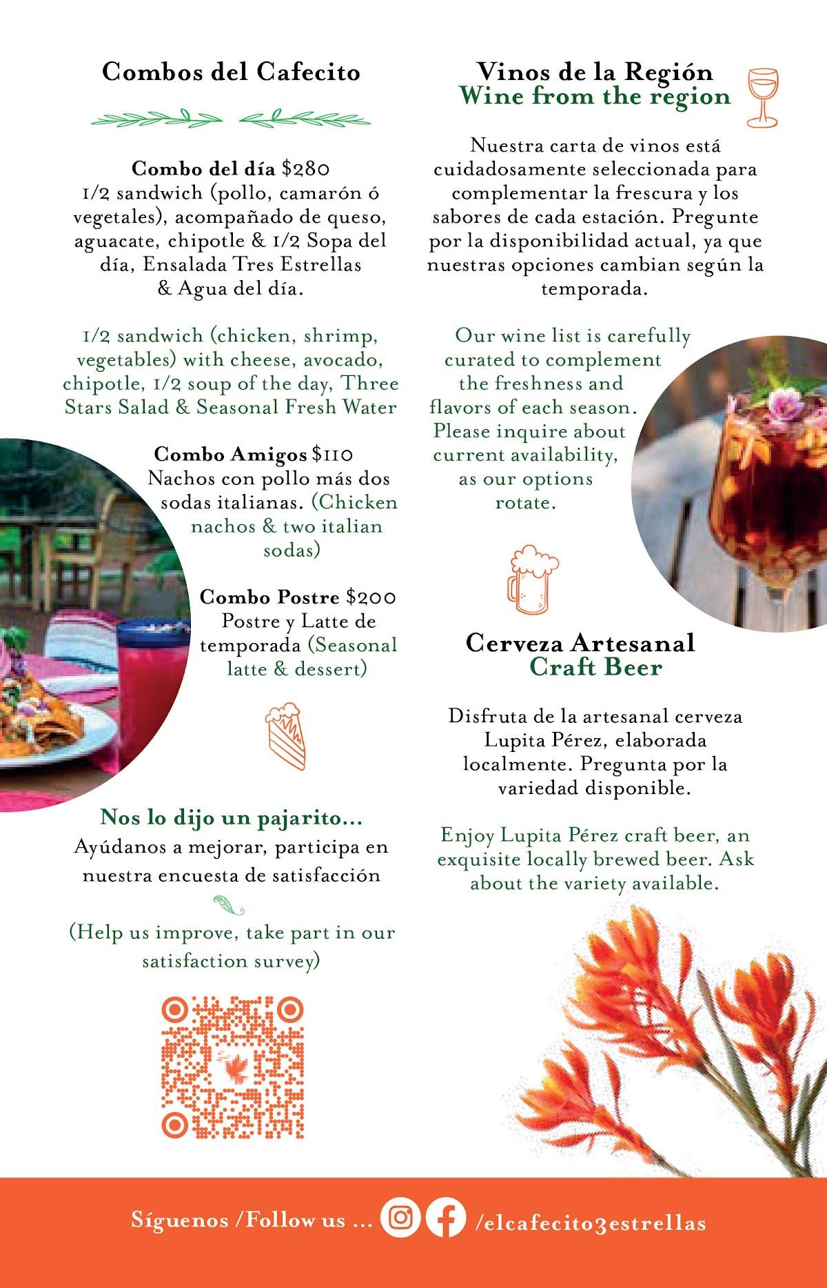 Menu at El Cafecito Tres Estrellas, Tecate, Cuchuma Prolongacion Paseo