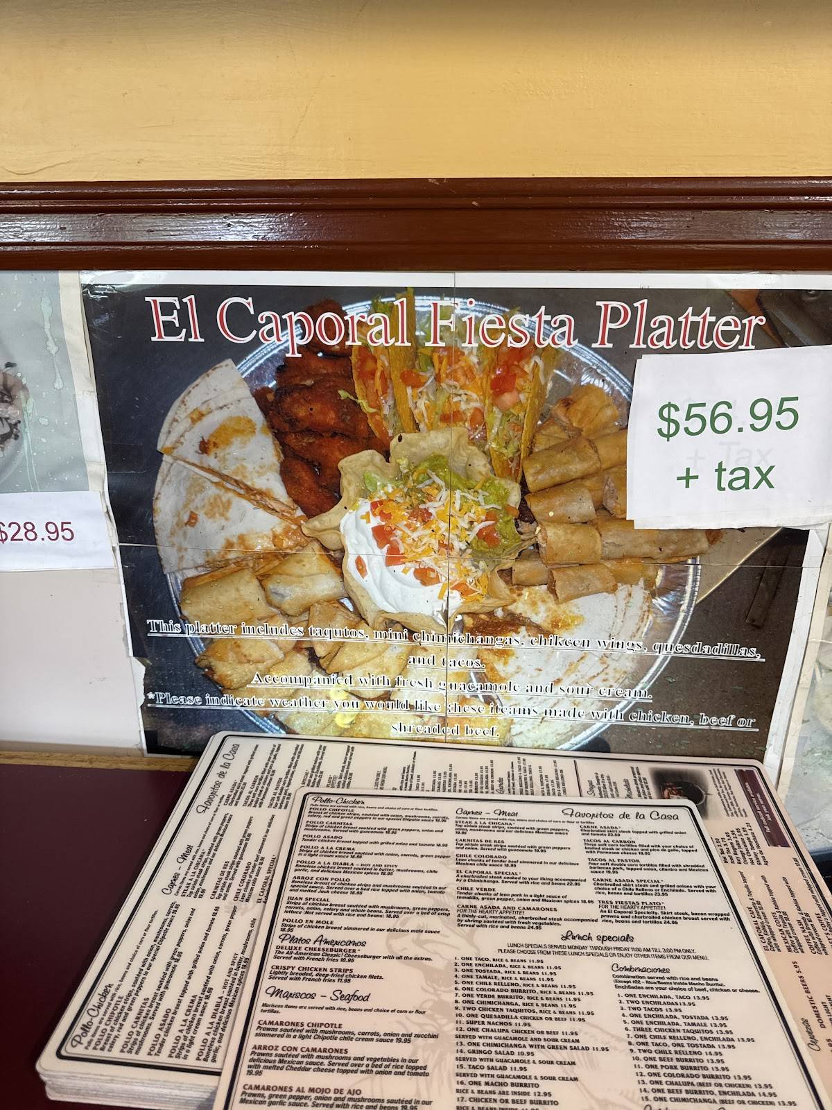 Menu at El Caporal pub & bar, Fall City
