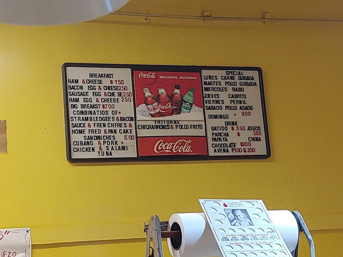Menu at El Cochinito restaurant, Bridgeport
