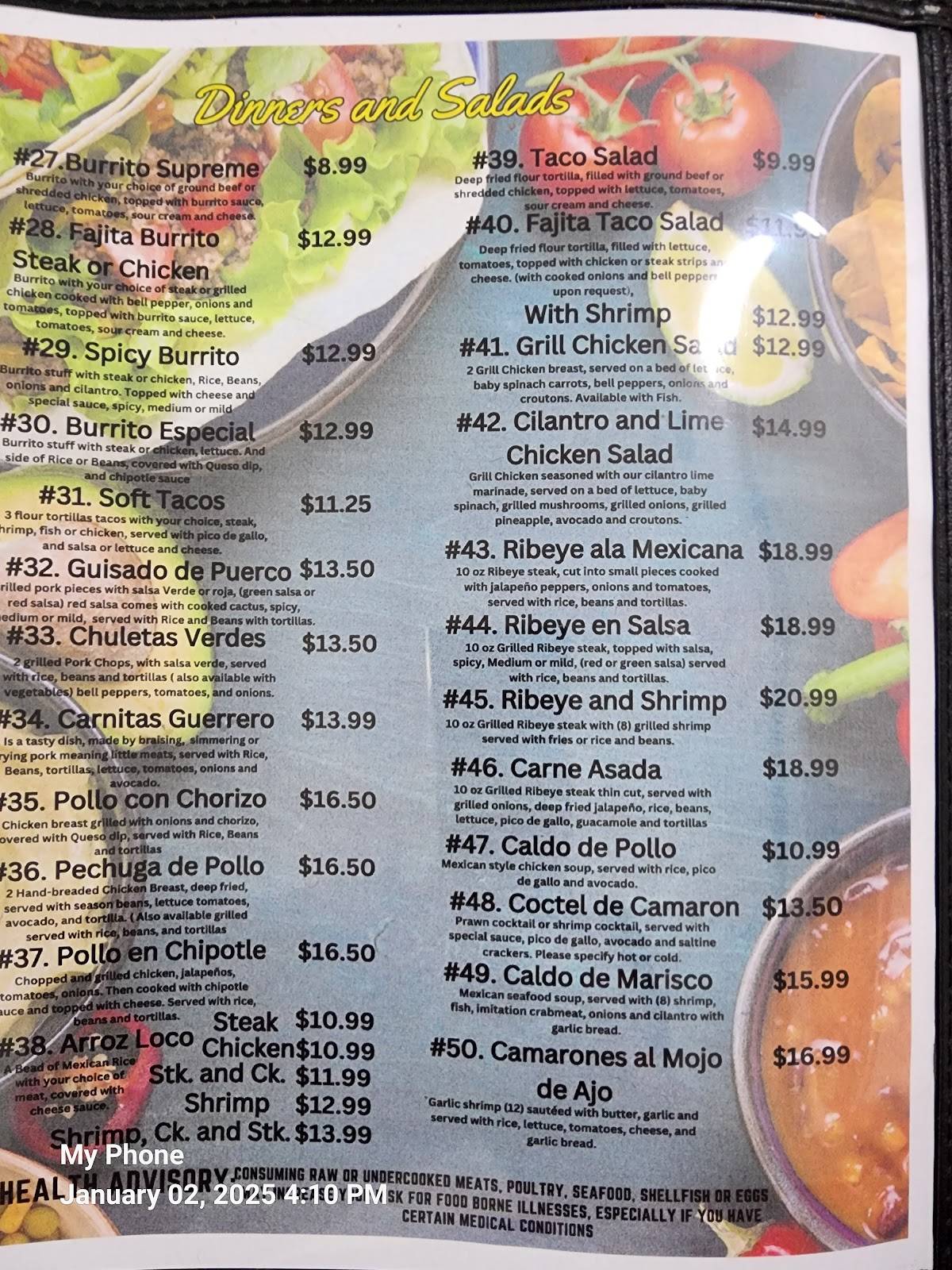 Menu at El Encanto Mexican Restaurante y Taqueria, Wetumpka