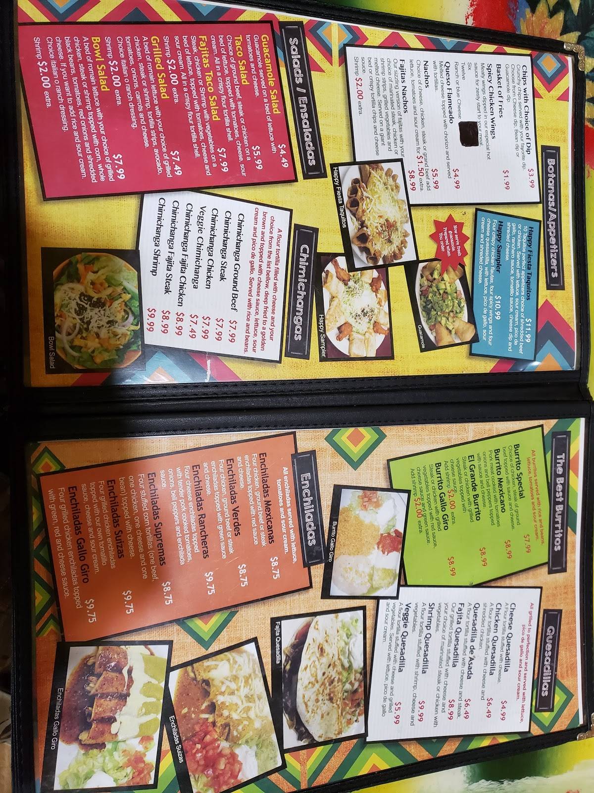 Menu at El Gallo Giro restaurant, Memphis, Lamar Ave