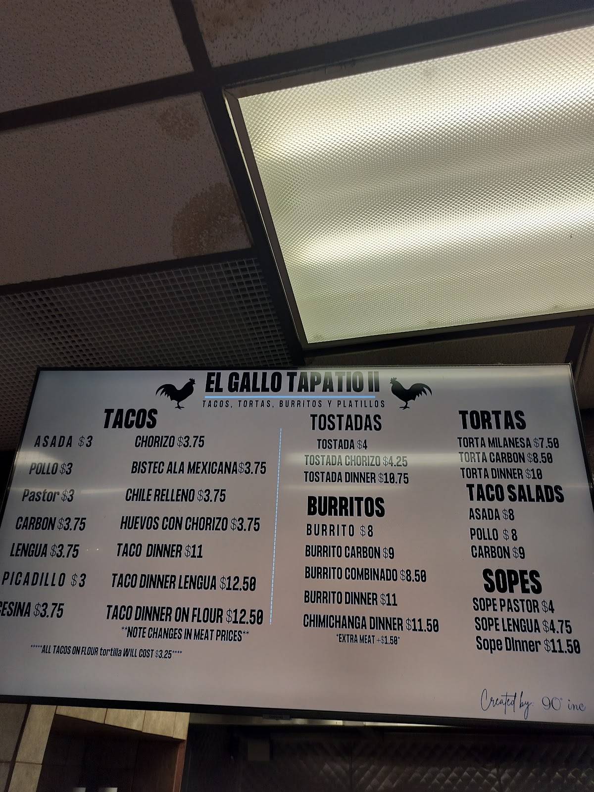 Menu at El Gallo Tapatio II restaurant, Crestwood, S Cicero Ave