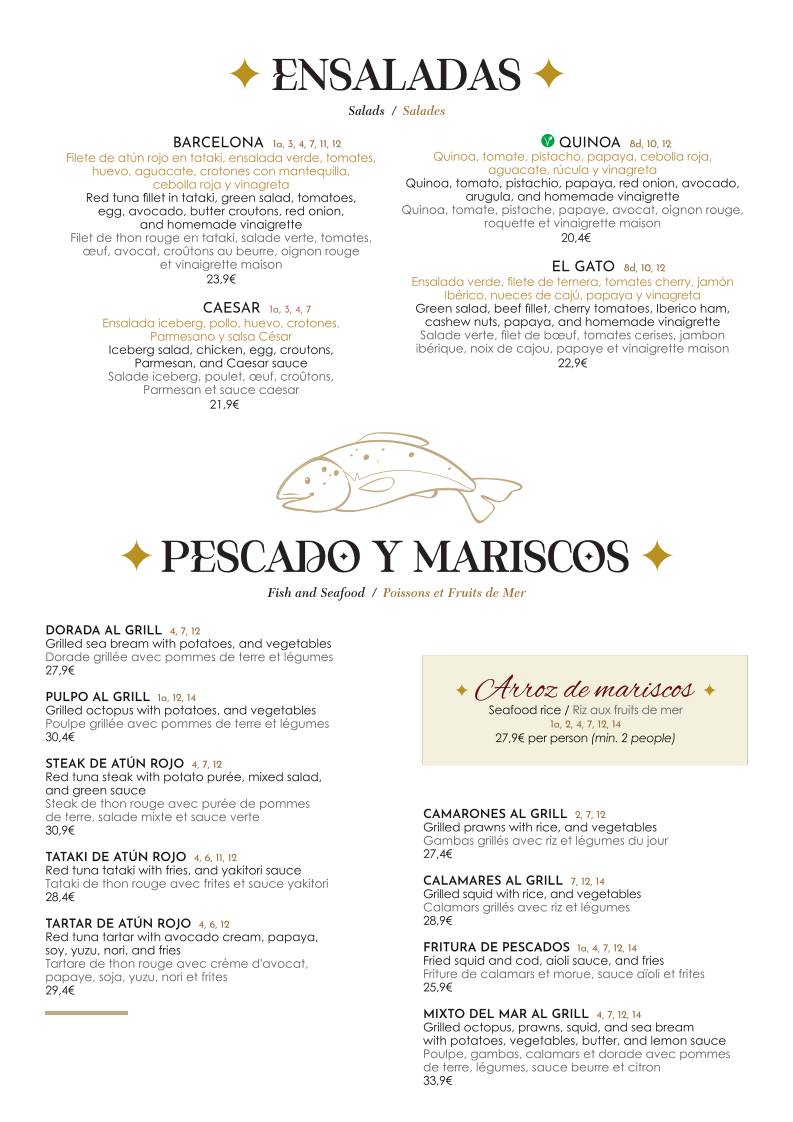 Menu au El Gato restaurant, Leudelange