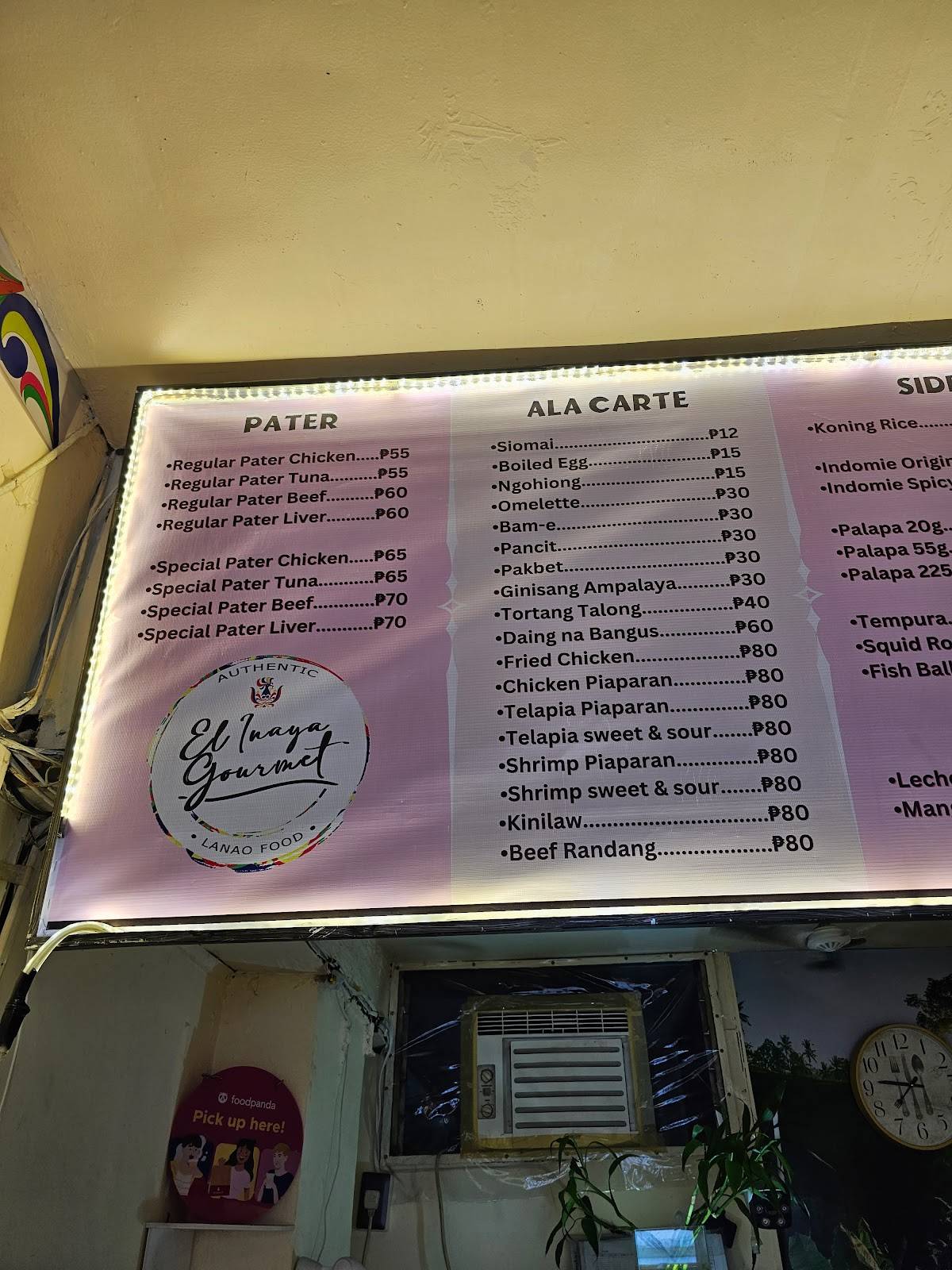 Menu at El Inaya Gourmet restaurant, Cebu City, Sanciangko