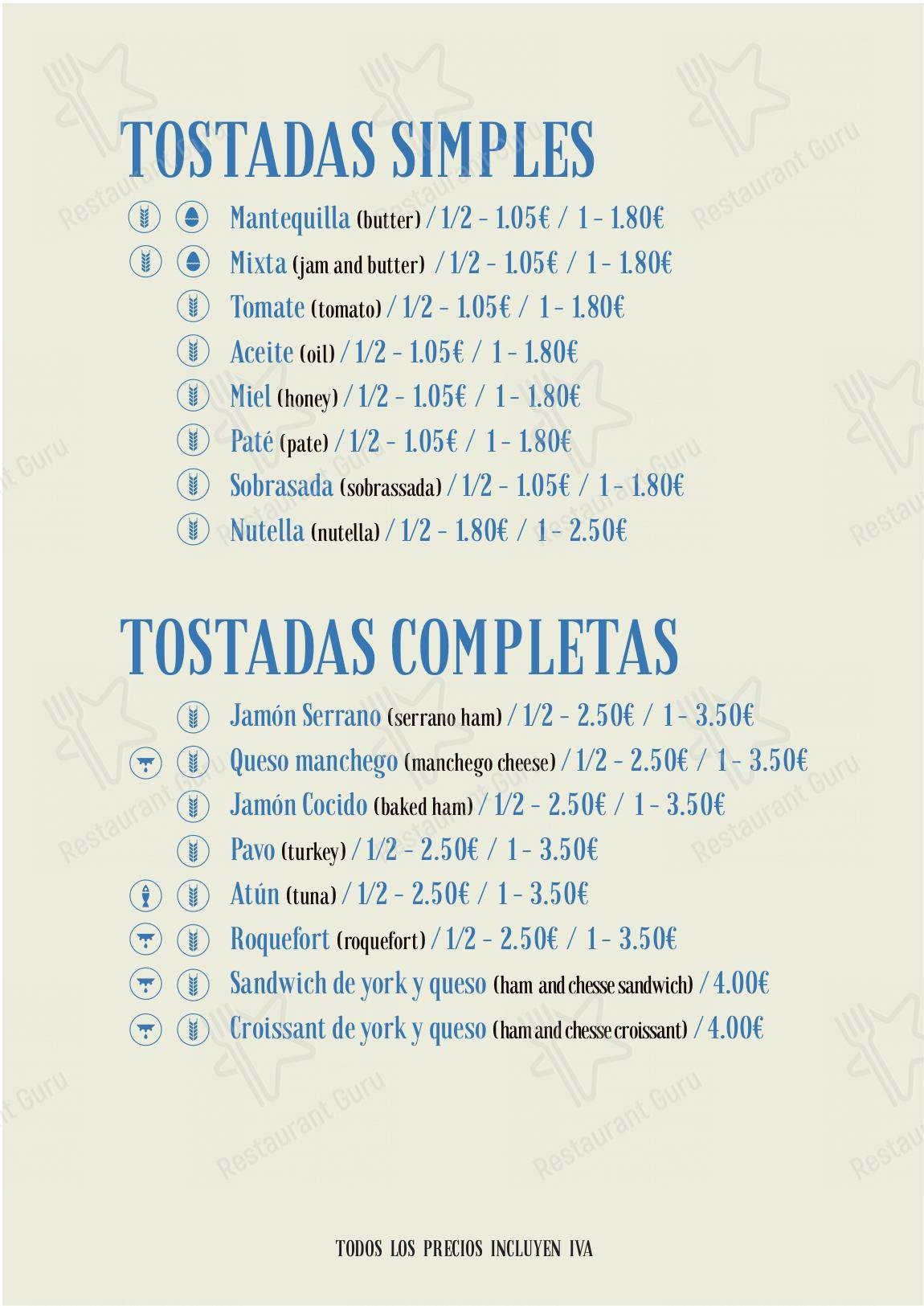 Carta del restaurante El Laurel Cafè & Taberna, Granada
