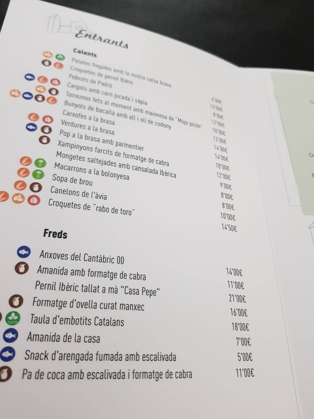 Carta de Restaurant Can Colomé, Papiol