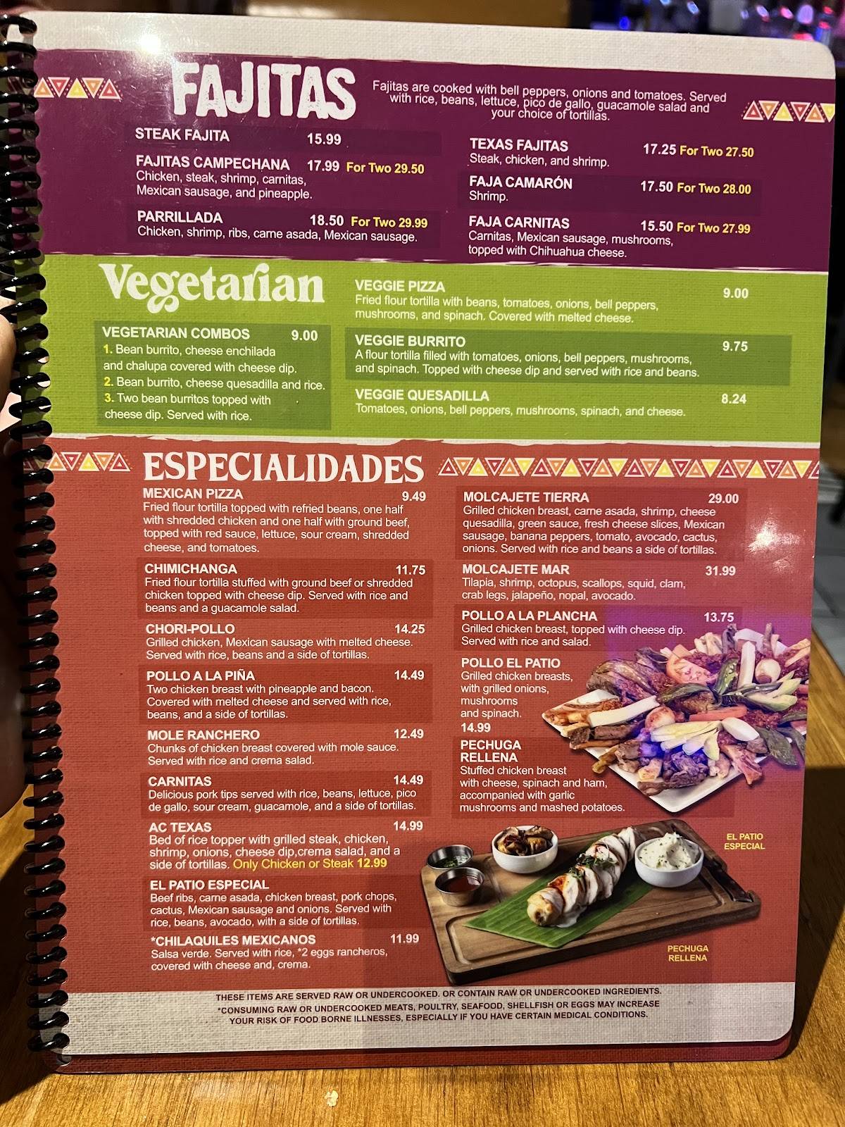 Menu at El Patio Mexican Restaurant, Winder