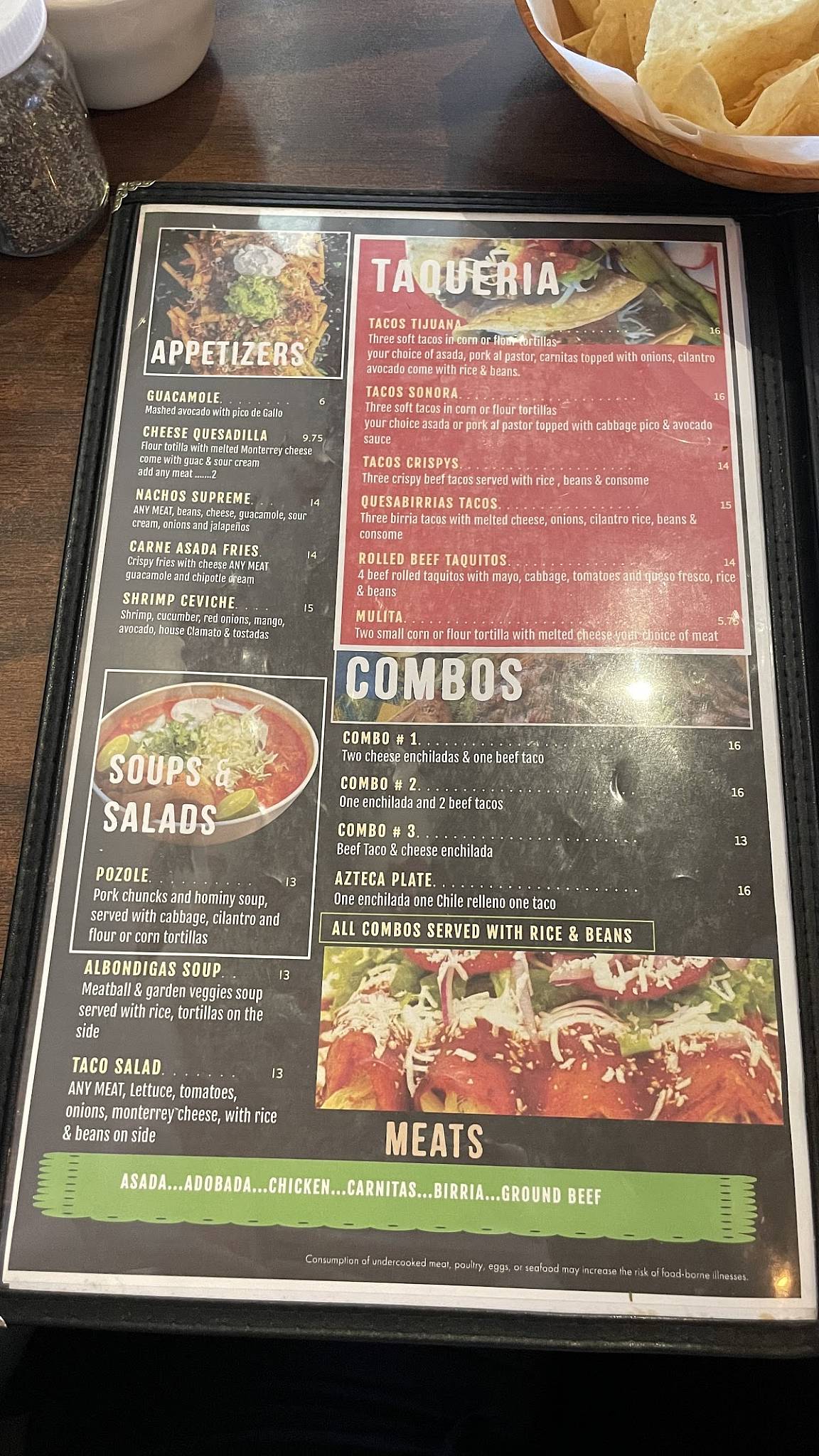 Carta de El Sarape Restaurant, Parker